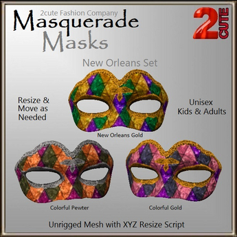 Second Life Marketplace - Masquerade Mask [2cute] New Orleans Set